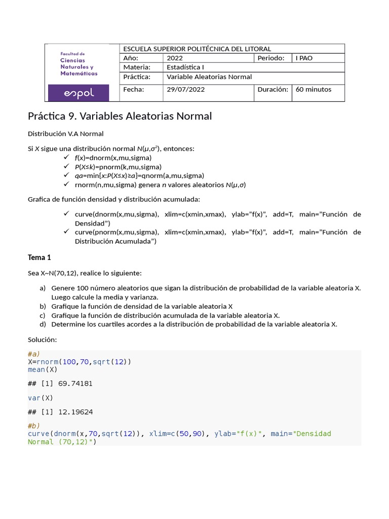 PR Ctica Tarea 1 Seg Va Normal | PDF | Distribución normal | Se sentó