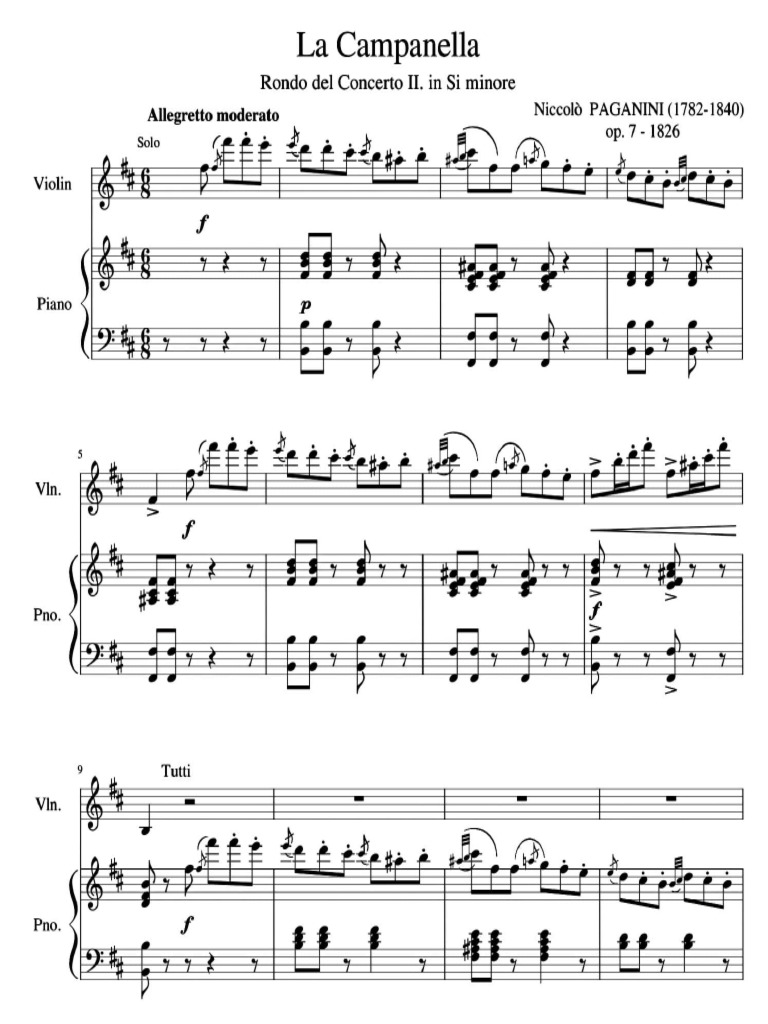 Partitura de La Campanella para Violín | PDF