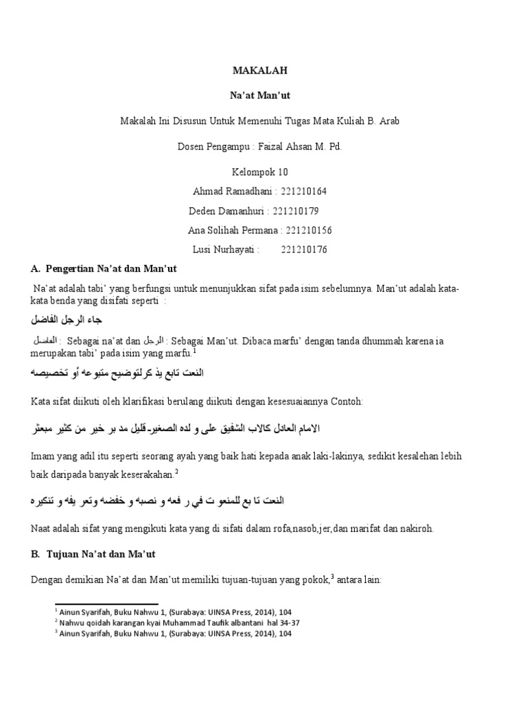Makalah Na'at Man'Ut | PDF