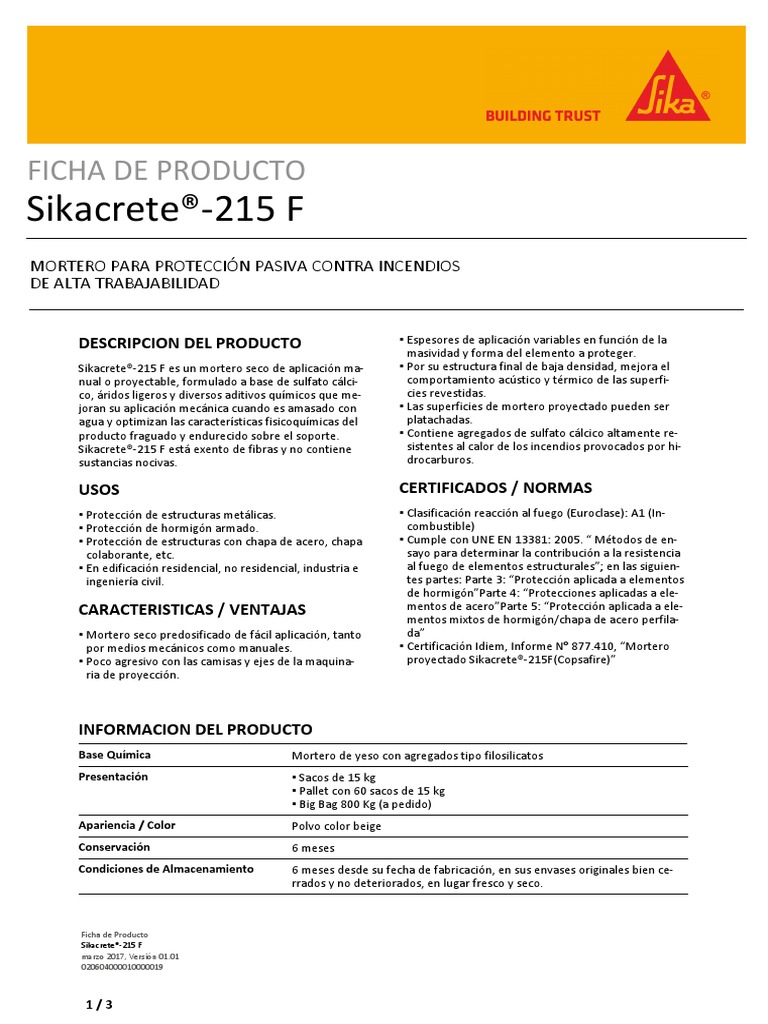 Sikacrete 215F | PDF | Hormigón