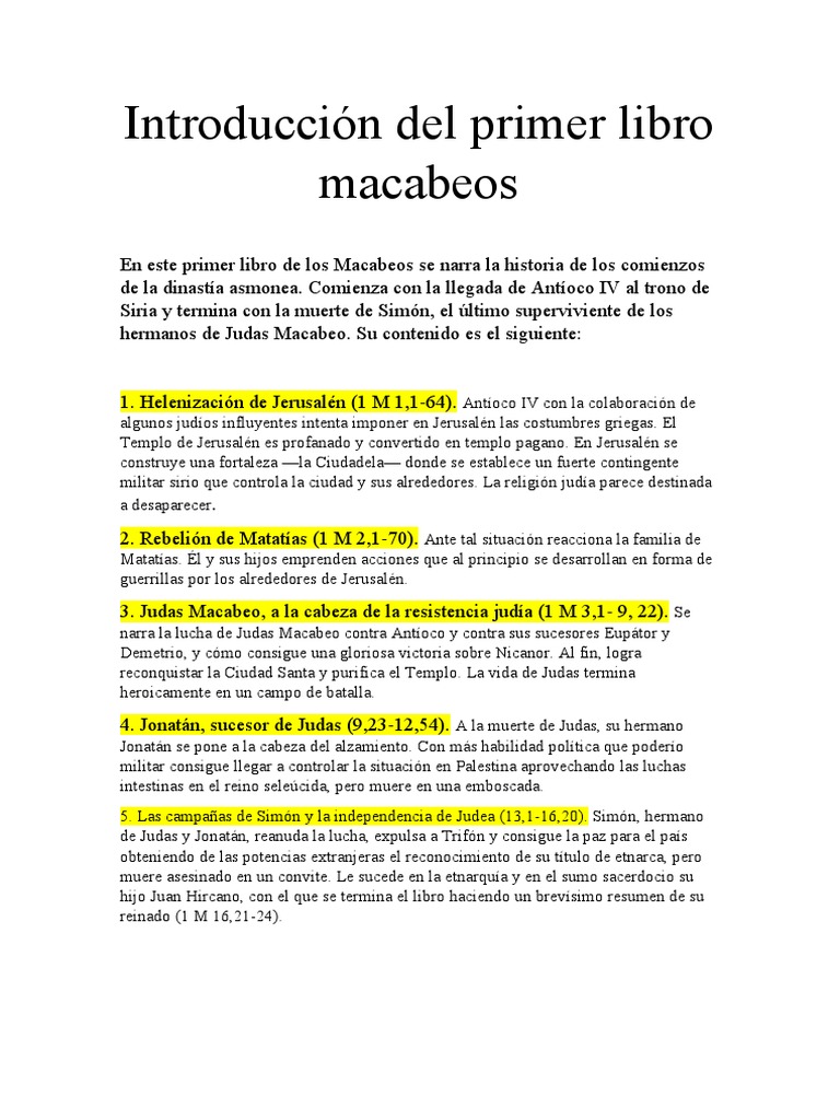 Historia de los Macabeos y su lucha | PDF