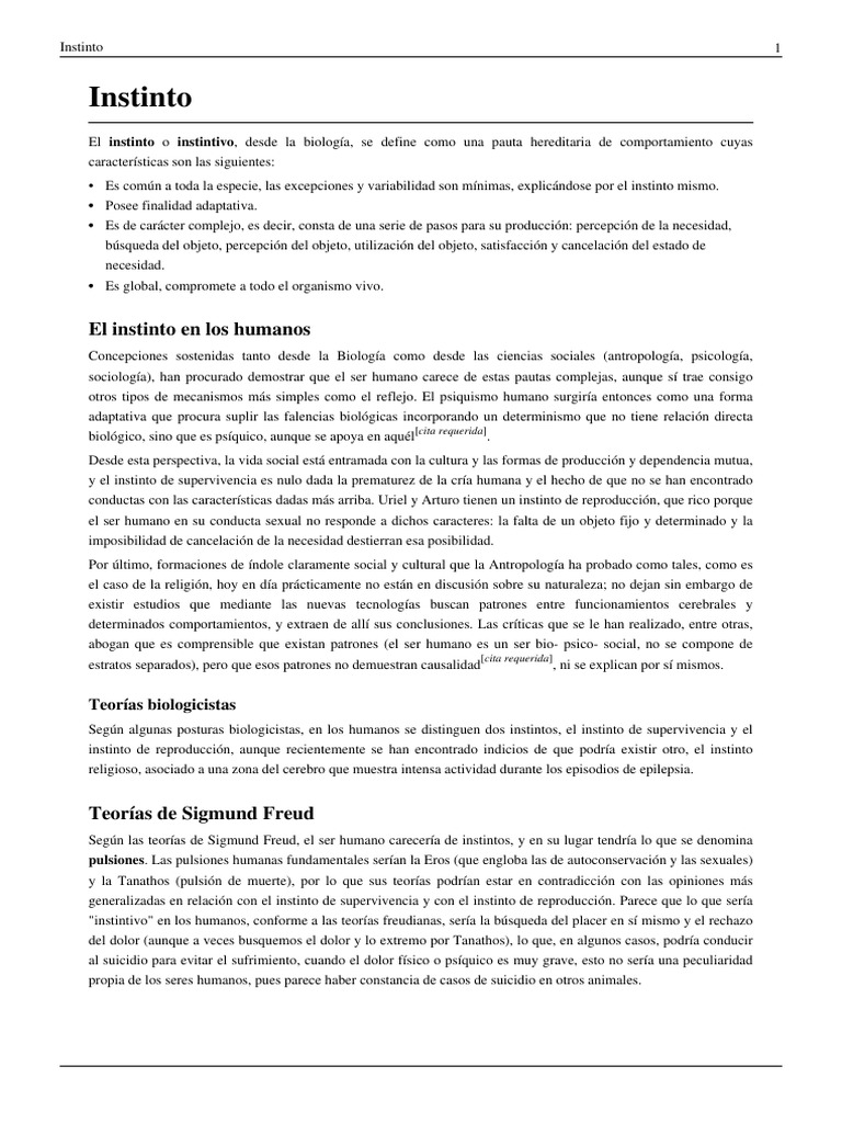 Instinto | PDF | Instinto | Conceptos psicologicos