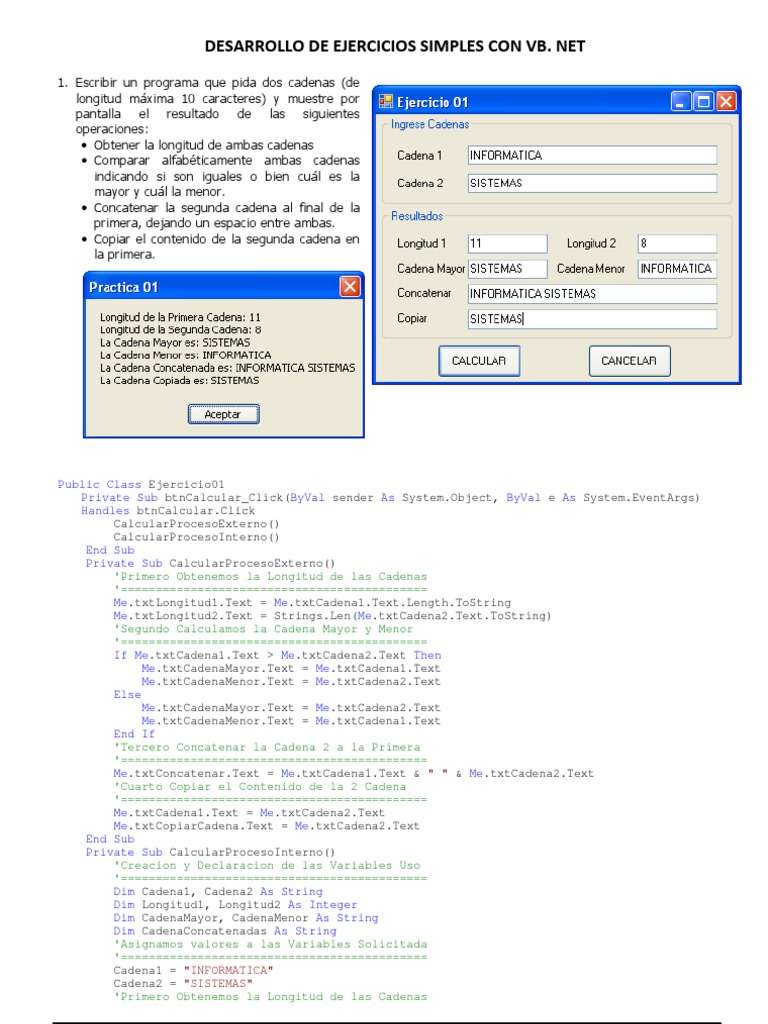 Ejercicios Básicos en VB.NET | PDF | Exponenciación | Multiplicación