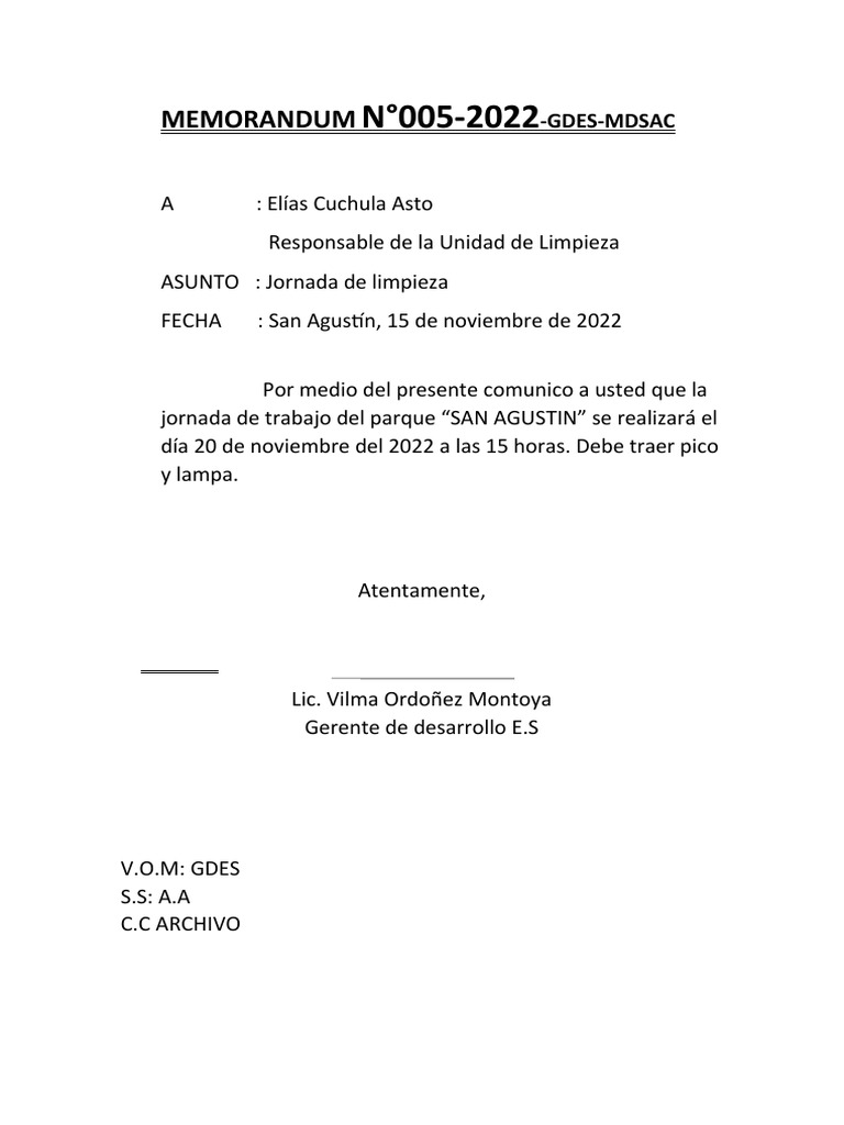Memorandum Simple y Multiple | PDF