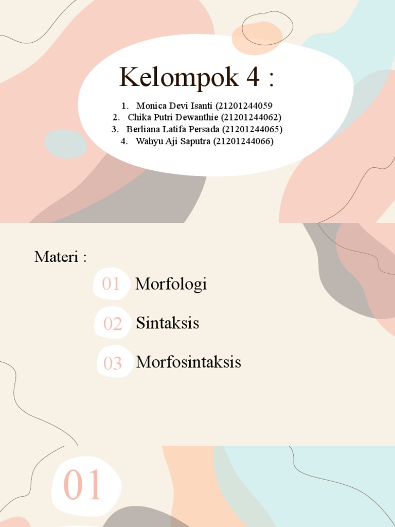 Kelompok 4 Morfologi, Sintaksis Dan Morfosintaksis | PDF | Seni & Disiplin Bahasa | Sains ...
