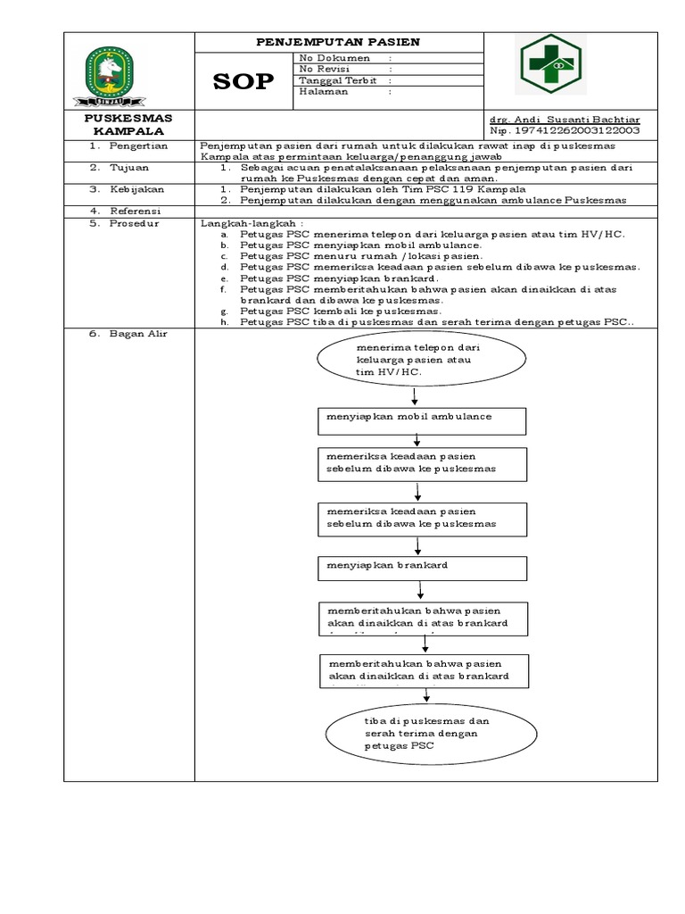 Sop Penjemputan Pasien | PDF | Sains & Matematika