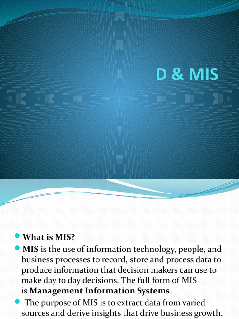 D & Mis | PDF | Management Information System | Information System