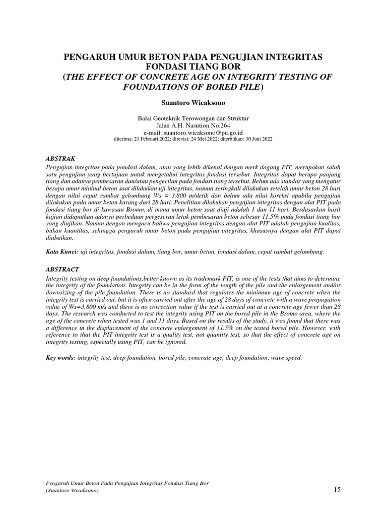 Uji Integritas Fondasi Tiang Bor | PDF