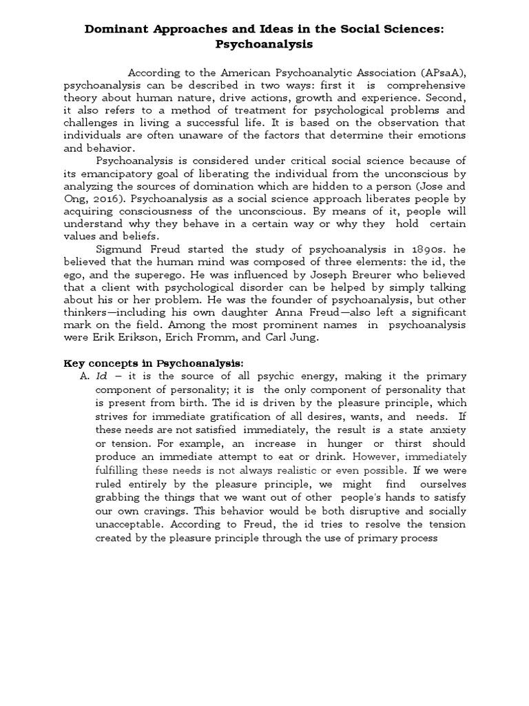 GROUP 1 Dominant Approaches and Ideas in The Social Sciences | PDF | Id | Psychoanalysis