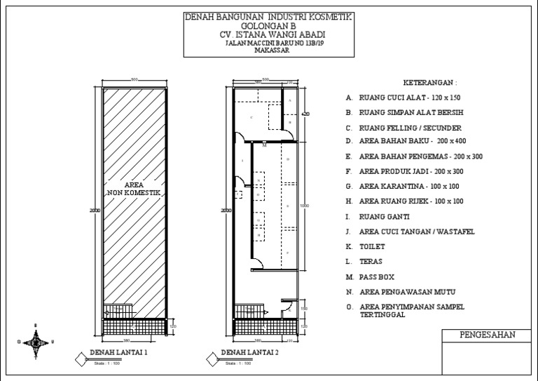 Denah Bangunan Industri Kosmetik Golongan B | PDF