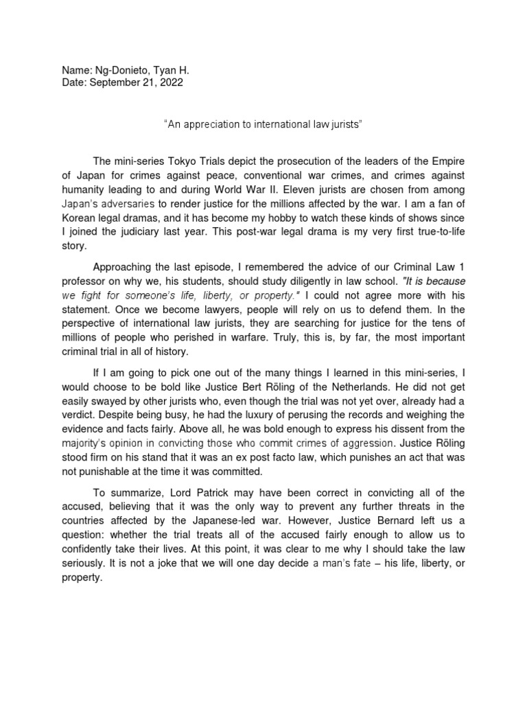 Lessons from Tokyo Trials on Justice | PDF