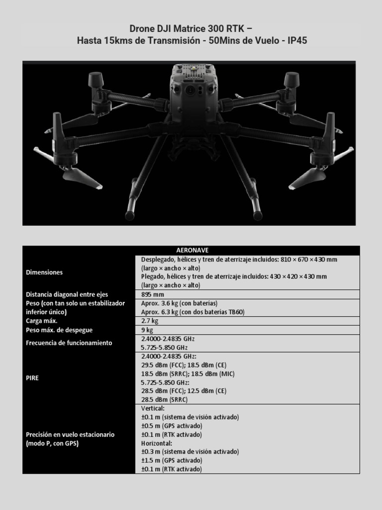 Ficha Técnica Dji Matrice 300 RTK y z30-1 | PDF | Cargador de batería ...