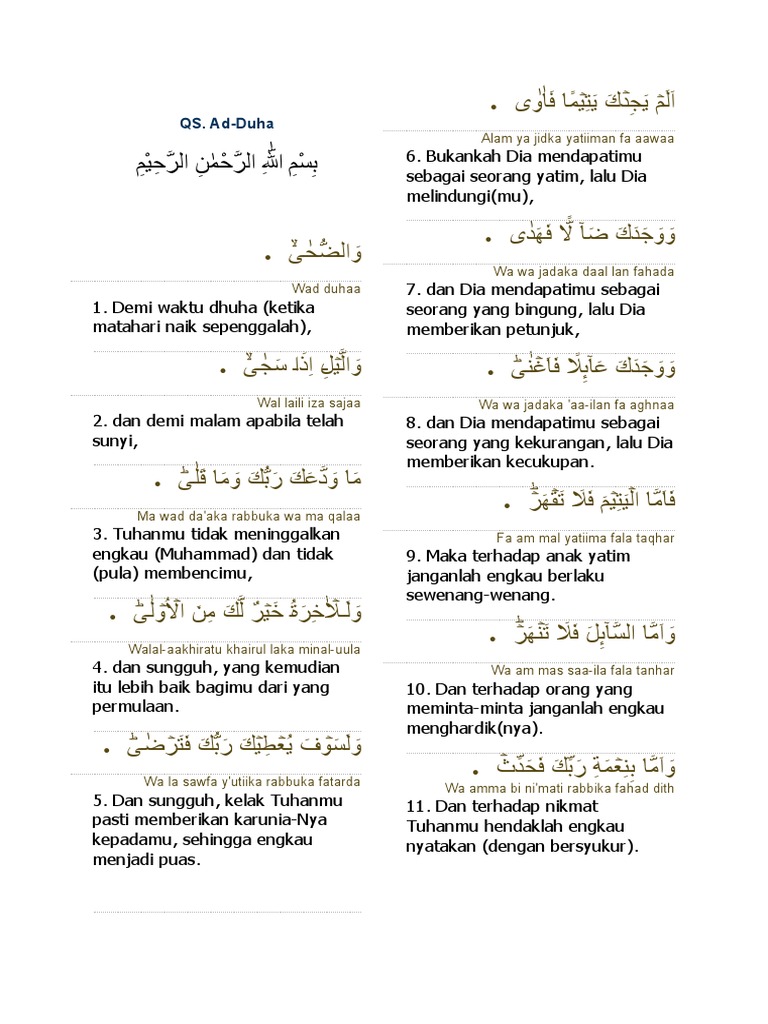 Arti dan Terjemahan Surah Ad-Duha | PDF