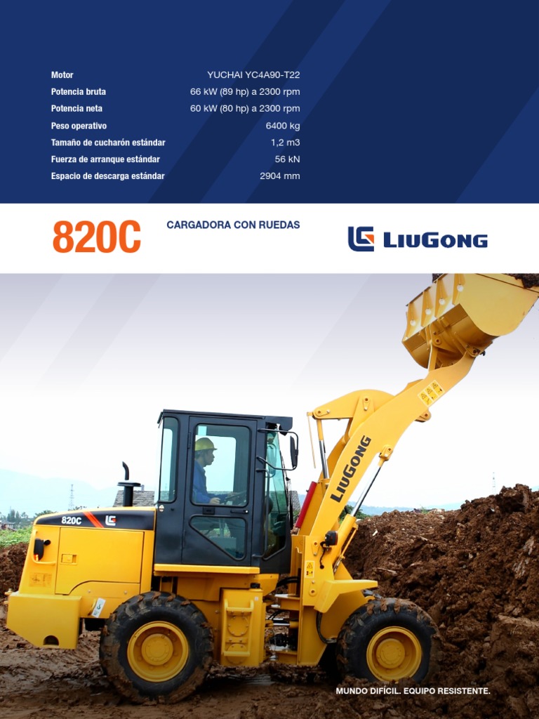 Especificaciones Cargadora Liugong 820C | PDF | Neumático | Tecnología ...