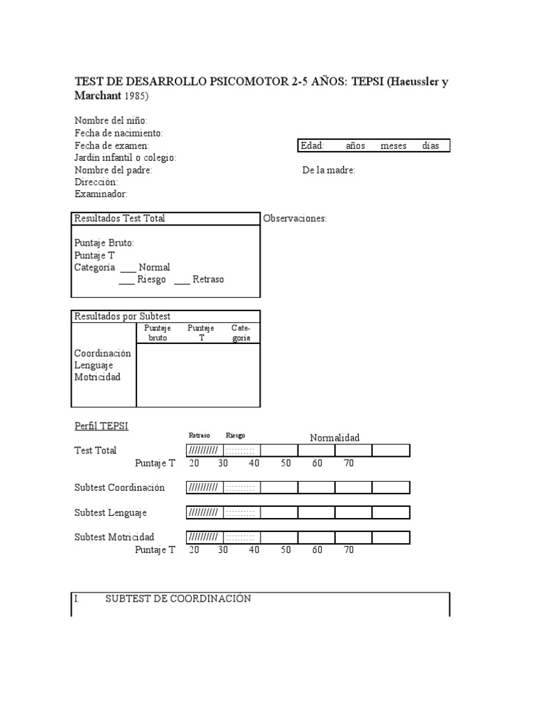 TEPSI, Protocolo de Correccion | PDF