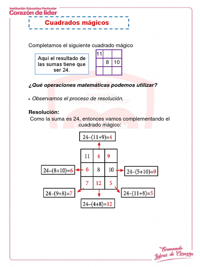 Cuadro Magico Matematica 4to | PDF | Matemáticas