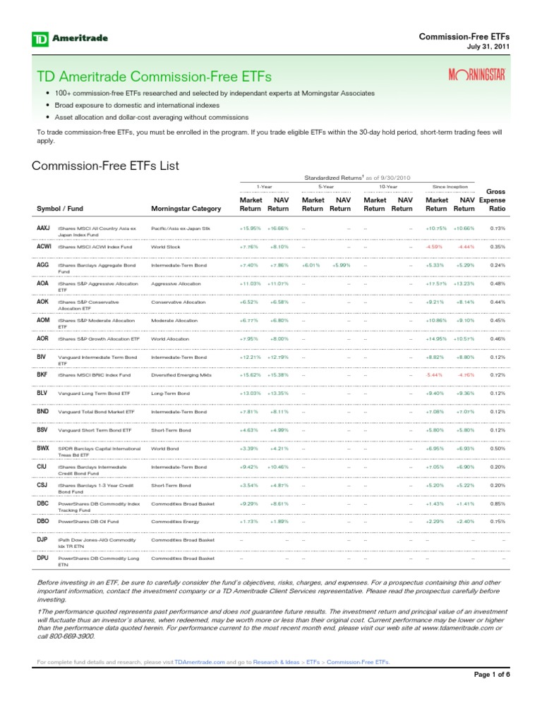 TD Ameritrade Commission-Free Etfs | Download Free PDF | Exchange ...