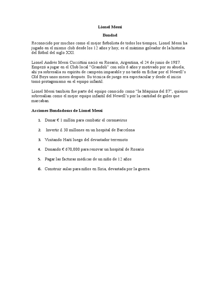 Dhi Lionel Messi Bondad | PDF | Deportes y actividades al aire libre