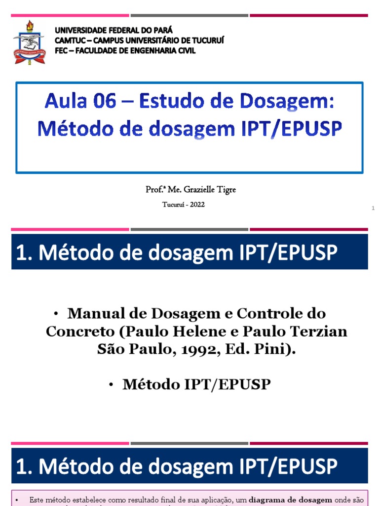 Aula 06 - Método de Dosagem IPTEPUSP | PDF | Concreto | Argamassa (alvenaria)