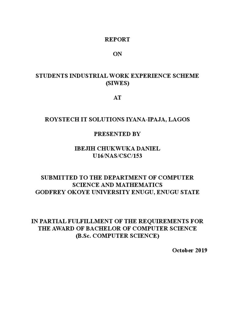 Siwes Report On Computer Science | PDF | Hyperlink | Computing