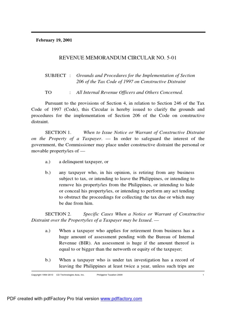 RMC 5-01 | PDF | Taxpayer | Taxes