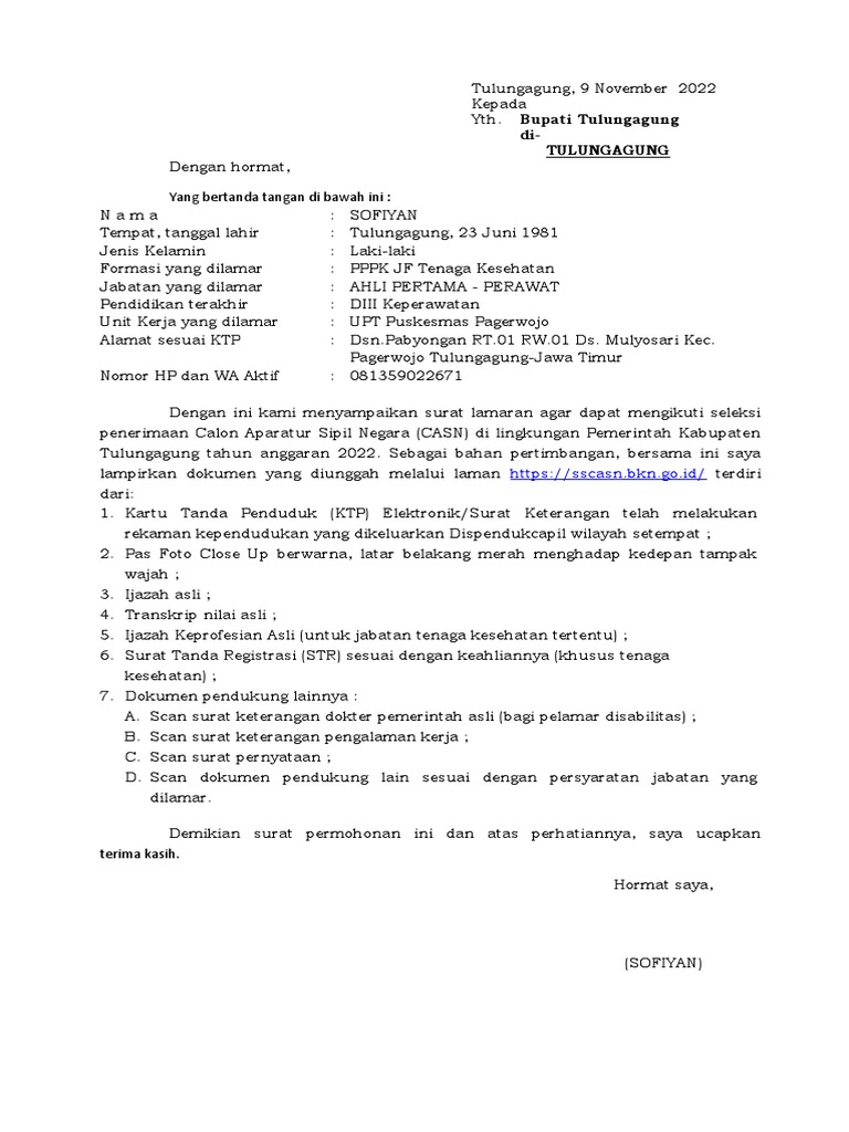 Contoh Format Lamaran Dan Suket | PDF