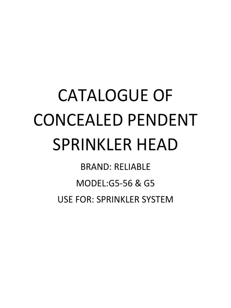 Concealed Pendent Sprinkler Head | PDF