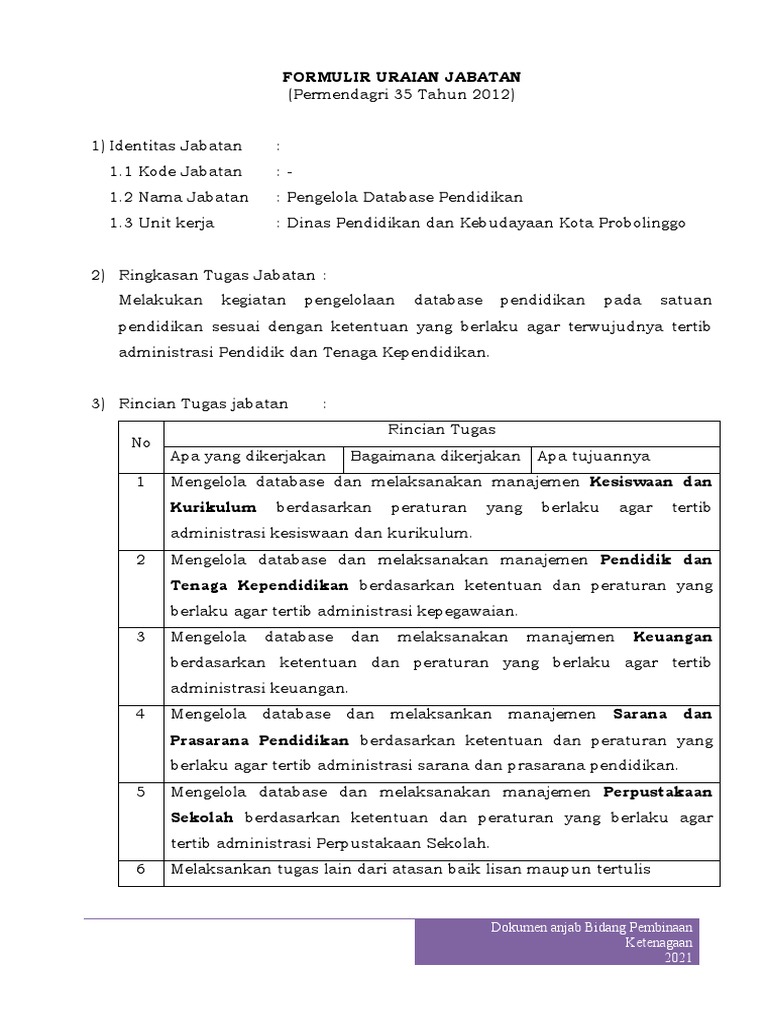 Pengelola Data Base Pendidikan | PDF