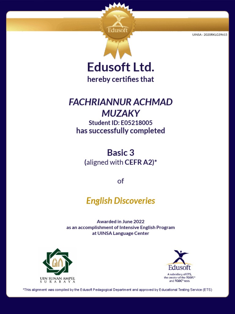 Edusoft A2 English Certification 2022 | PDF