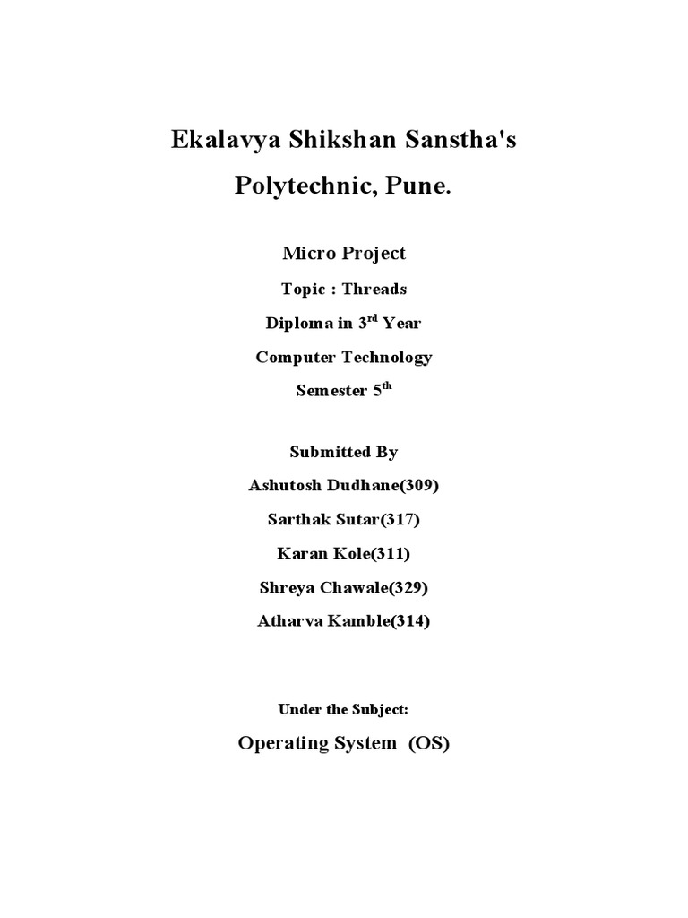 Os Micro Project | PDF | Thread (Computing) | Kernel (Operating System)