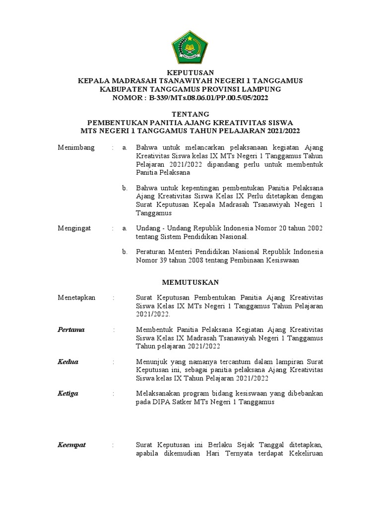 SK Panitia Perpisahan | PDF