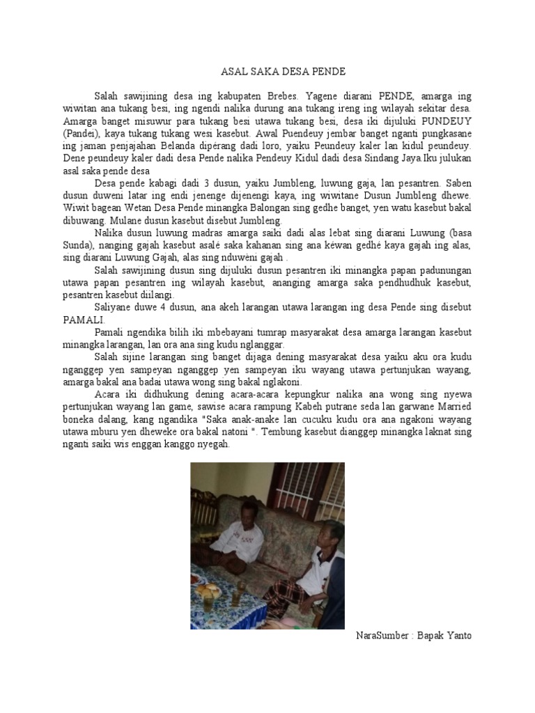 Asal Saka Desa Pende | PDF
