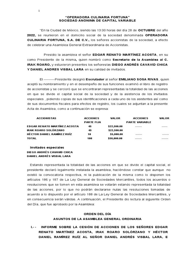 Asamblea-Wlm-Nuevo Cuadro Acc 2022 | PDF | Sociedad de responsabilidad limitada