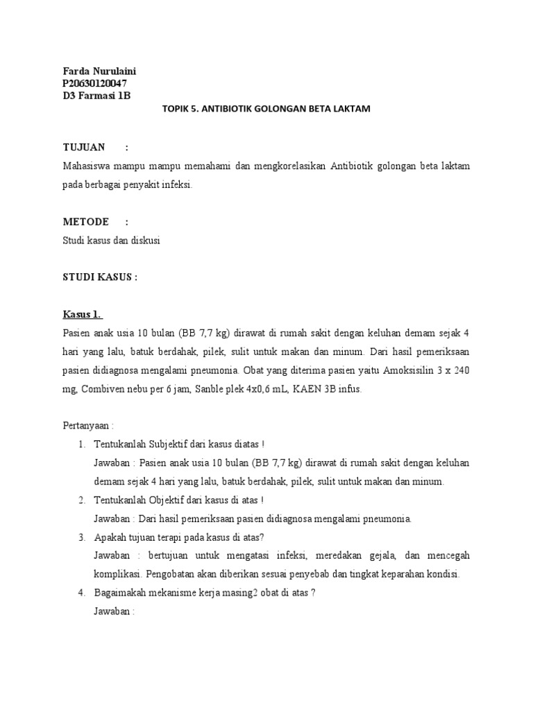 Farda Nurulaini-Seminar Topik 5 Dan 6 Antibiotik-Kelas B | PDF