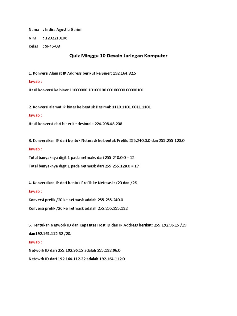 Quiz Desain Jaringan Komputer | PDF