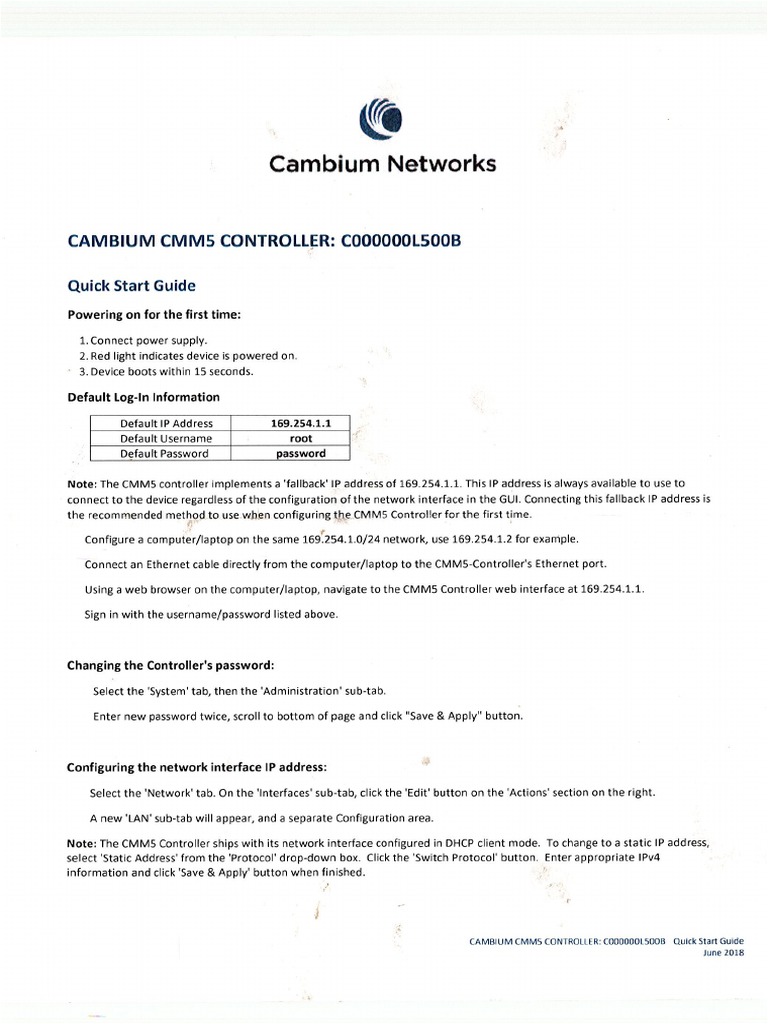 Cambium CMM5 Controller Config | PDF