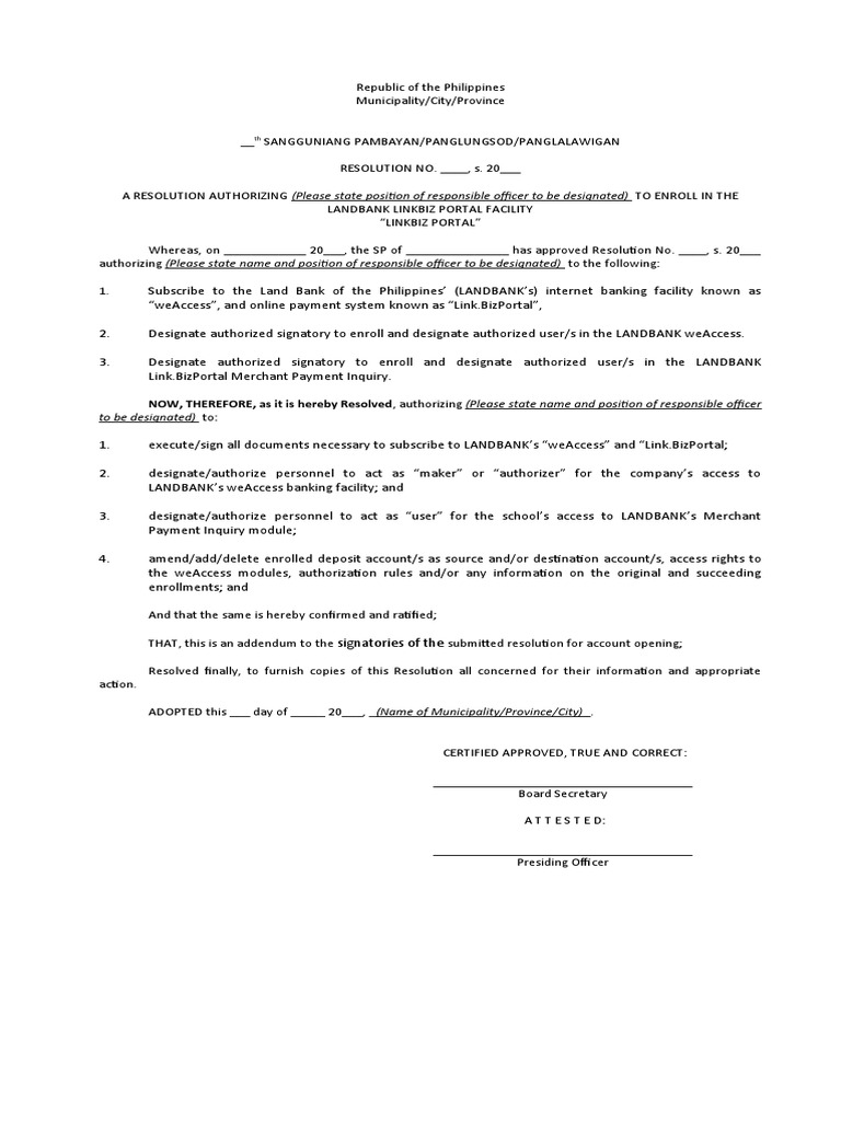 Sample Sangguniang Resolution | PDF | Government