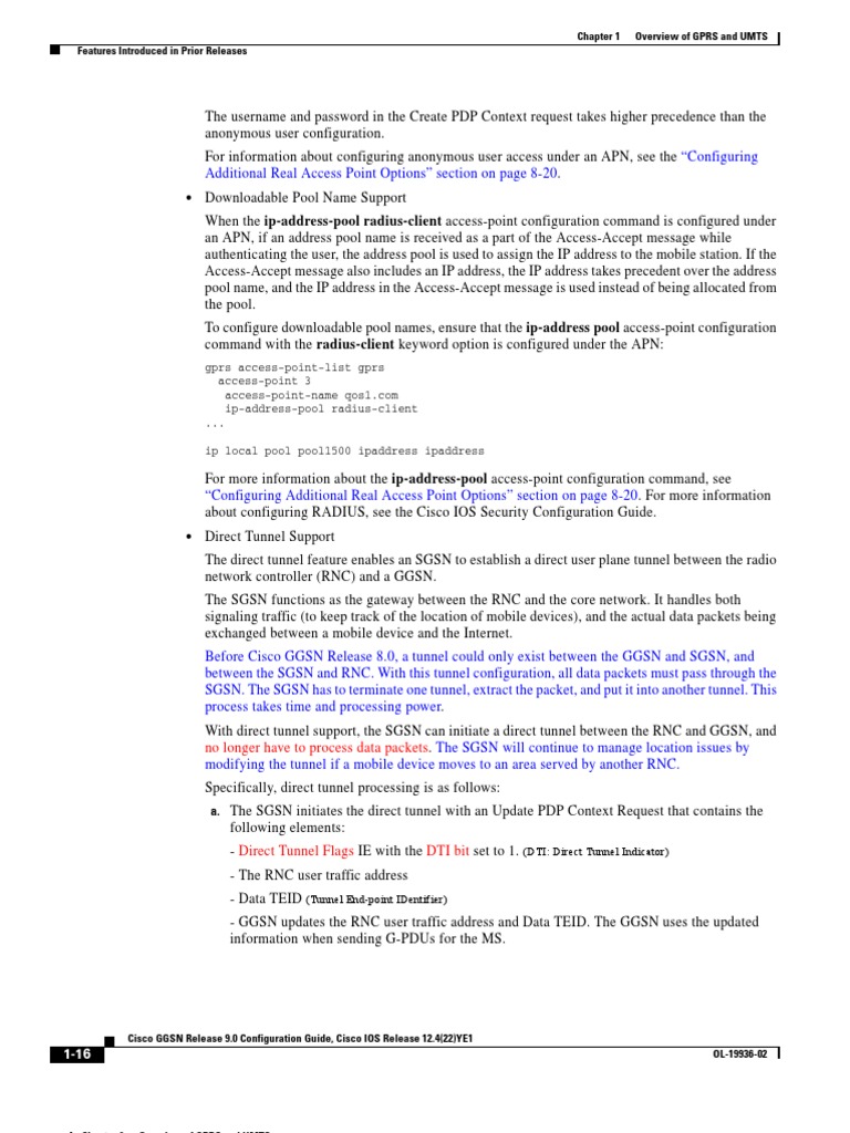 Chapter 1 Overview of GPRS and UMTS Features Introduced in Prior Releases | PDF | Computer ...