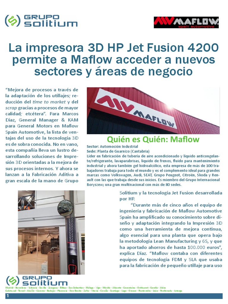 Caso de Éxito Maflow | Descargar gratis PDF | Impresión 3d | Economias