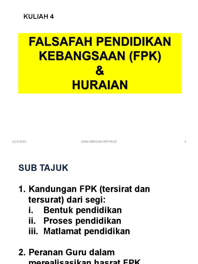 KPF3012 (Nota 4 - FPK & Huraian) | PDF