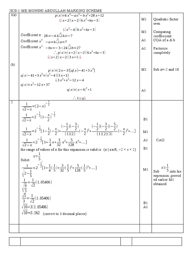 2020 1 Me Munsyi Abdullah A | PDF | Algebra | Mathematical Analysis