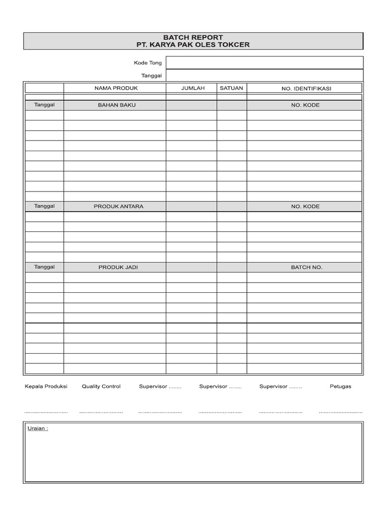 Batch Report Pak Oles | PDF