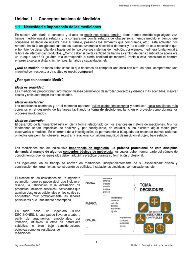 Unidad I Conceptos Basicos de Medicion | PDF | Exactitud y precisión ...