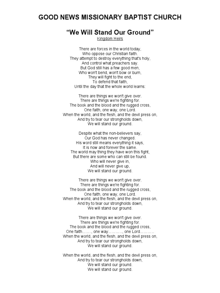 We Will Stand Our Ground | PDF