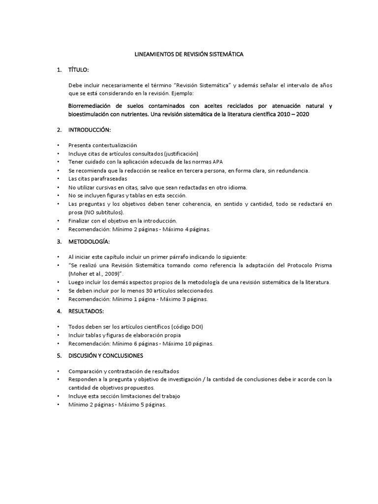 Lineamientos de Redaccion Revision Sistematica 2021 | PDF
