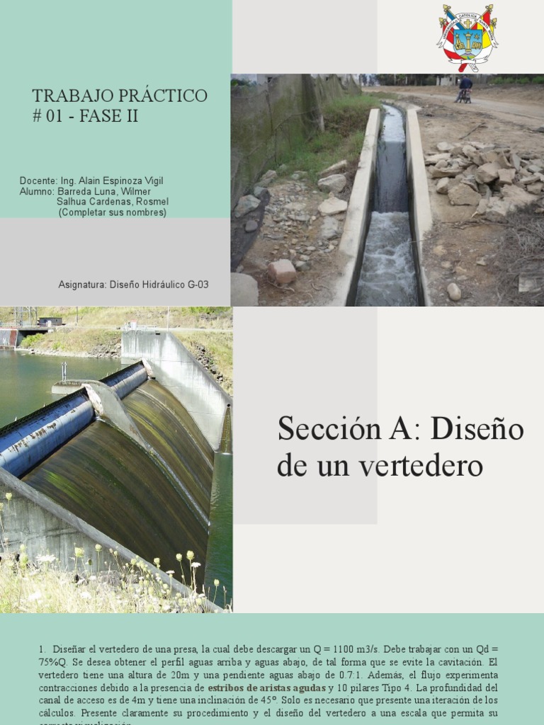 Diseño de Vertedero para Presa de 1100 m³/s | PDF | Ingeniería Química ...