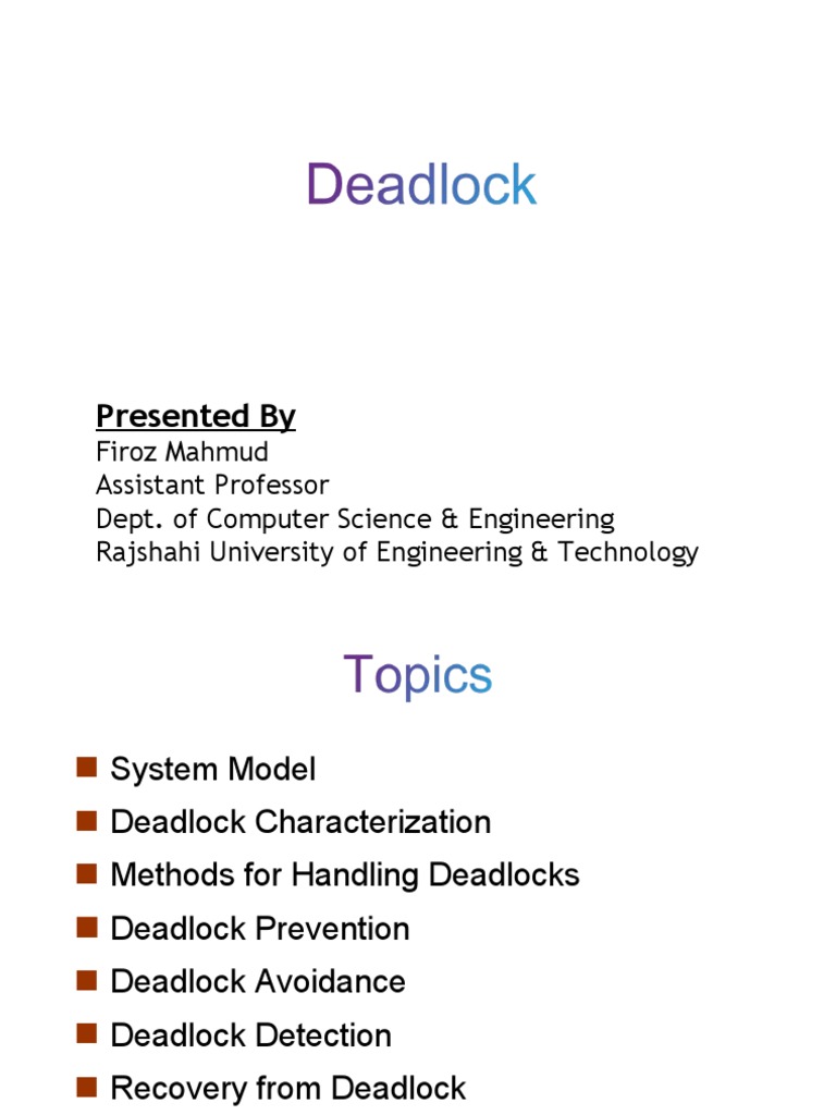 Os Deadlock Chapter 8 Pdf Process Computing Computing 