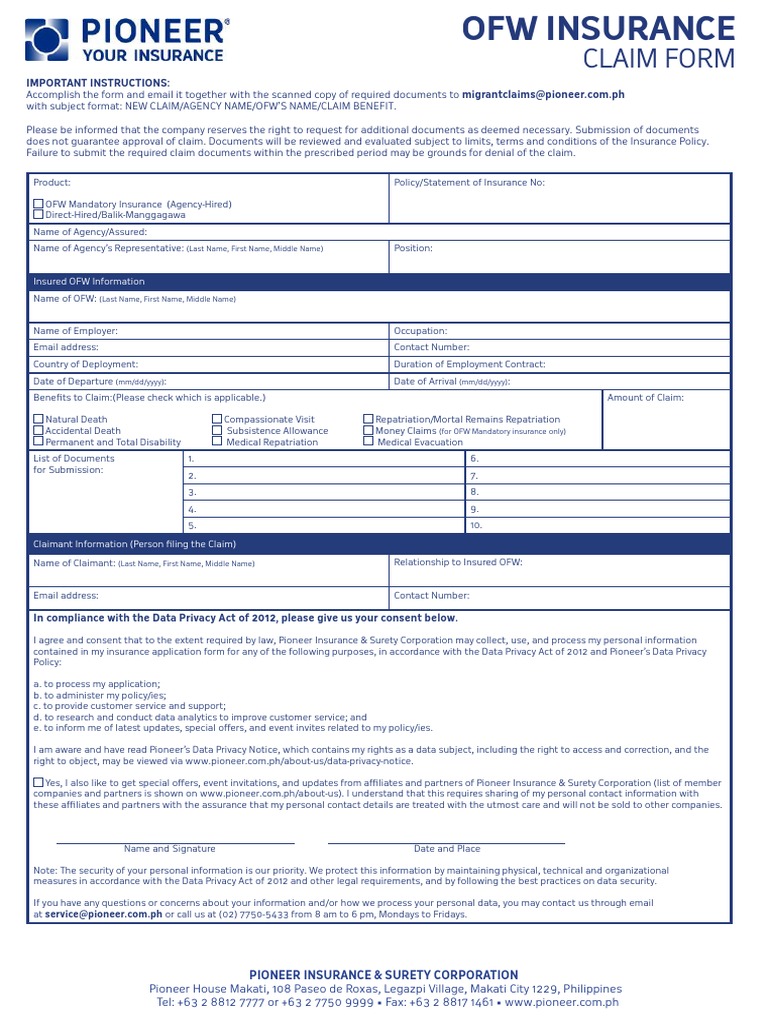 Claim Form | Download Free PDF | Insurance | Privacy