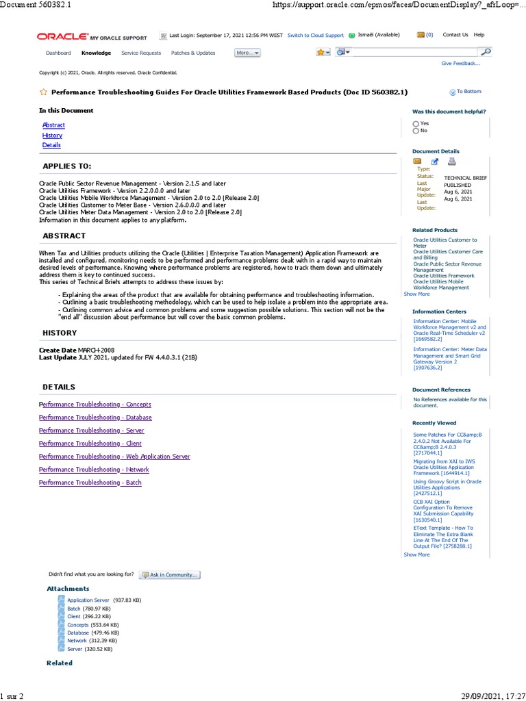 Applies To:: Performance Troubleshooting Guides For Oracle Utilities Framework Based Products ...