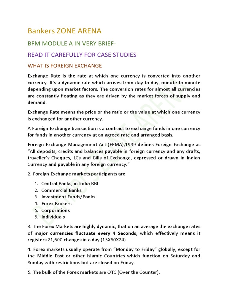 BFM Module A in Very Brief | PDF | Foreign Exchange Market | Derivative ...